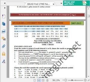 ABUAD Post UTME Past Questions and Answers | PDF Download.